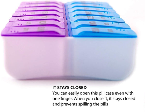 7-Day Pill Box Organizer - 14 Compartments for AM/PM Vitamin and Medic ...