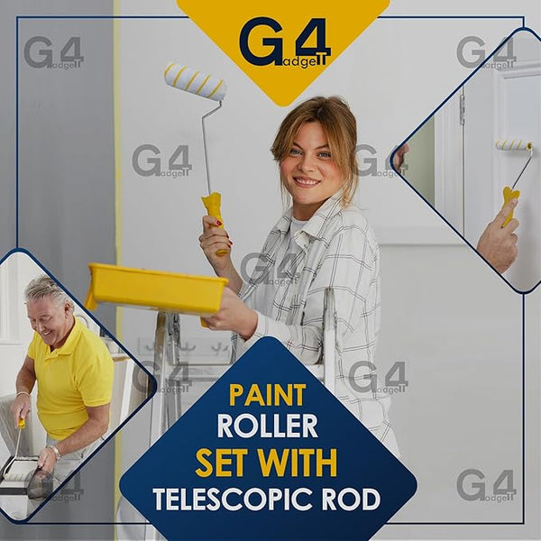 G4GADGET One Long Handled Paint Roller with 3Pcs Set High Reach Ceilin ...