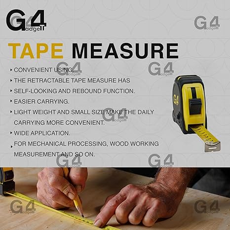 5 Meter Retractable Tape Measure Griplock Imperial Metric Measuring Me ...